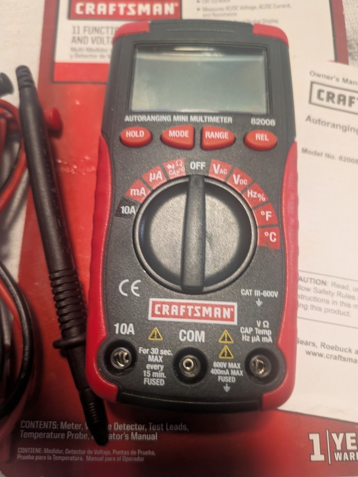 Craftsman Autoranging Mini Multimeter - 82008 -Hardly Used- Cat 3 600v ...