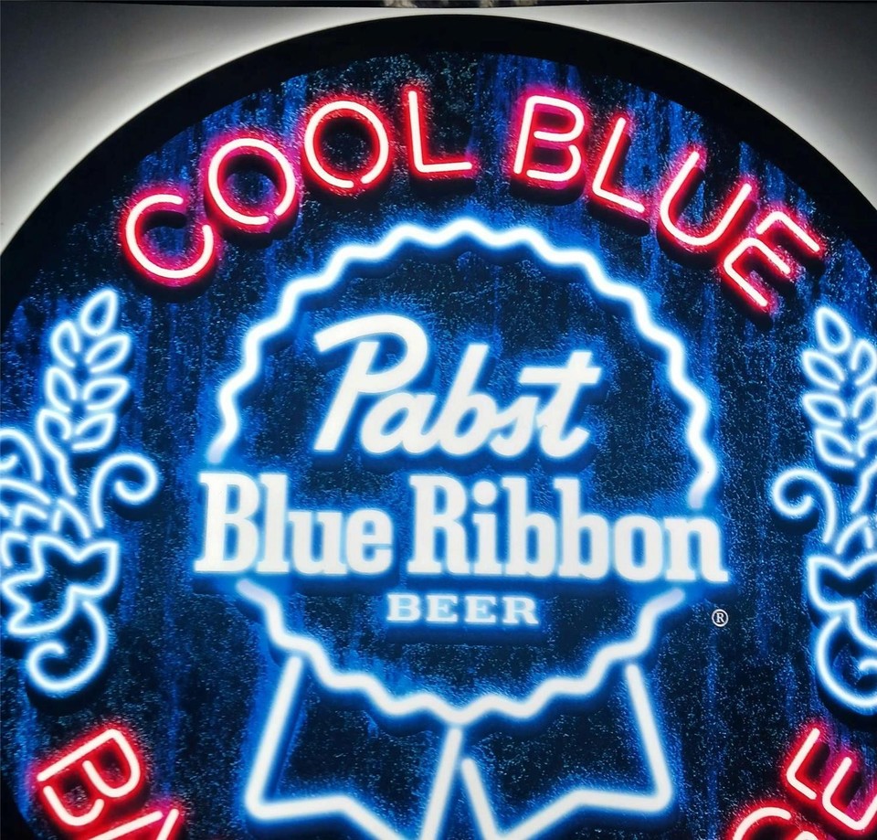 Pabst Blue Ribbon Beer Large 23" Round Lighted LED Sign...Bar & Lounge ...