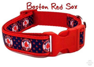 Boston Red Sox dog collar handmade adjustable buckle collar football 1 ...