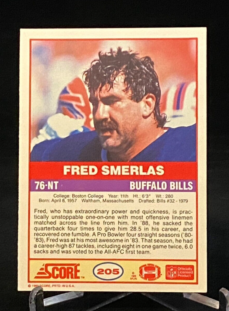 1989 Score Football Card #205 Fred Smerlas Buffalo Bills | eBay