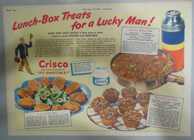 Crisco Shortening Ad: WW 2 Lucky Man Lunch Box Treats 1944 Size: 11 x ...