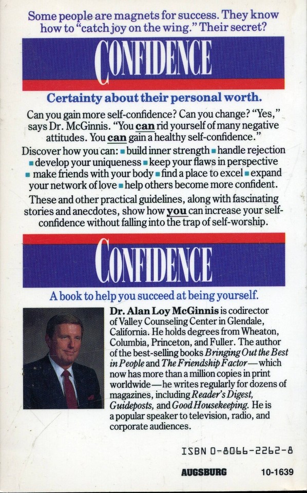 CONFIDENCE- How to Succeed at Being Yourself- Alan L. McGinnis VHS 1987 ...