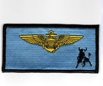 4" NAVY PILOT NAME TAG WITH BULL BLUE LOGO MILITARY EMBROIDERED PATCH ...