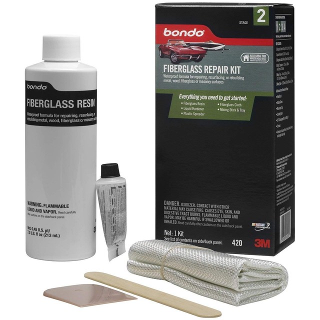 Bondo 3m 420 Fiberglass Repair Kit 6476766 Resin With Hardener Cloth ...