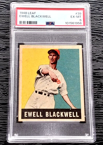 1948 LEAF EWELL BLACKWELL ROOKIE BASEBALL CARD #39 ****CENTERED**** PSA ...