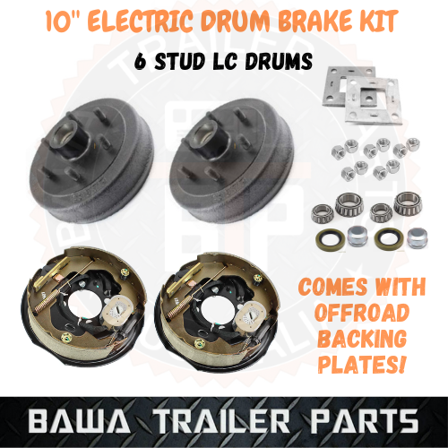 10" OFFROAD Electric Drum Brake Kit with 6 Stud LC Drums + LM Bearings ...