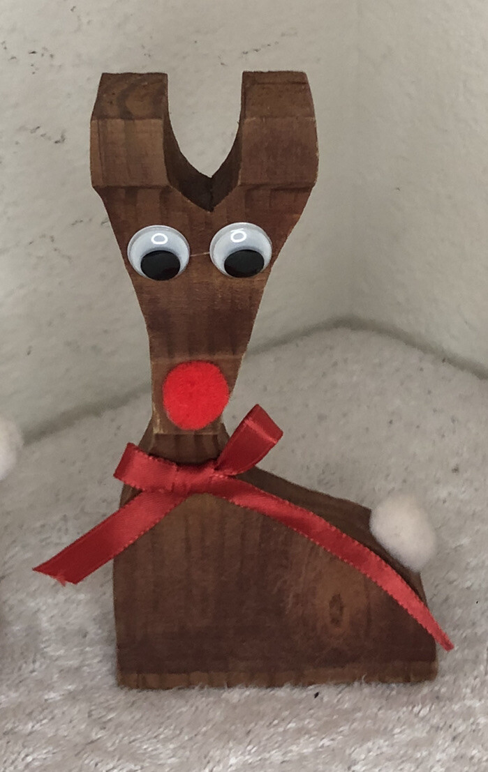 Christmas Reindeer Wooden Handcrafted Rudolph Figures Painted Lot/Set ...