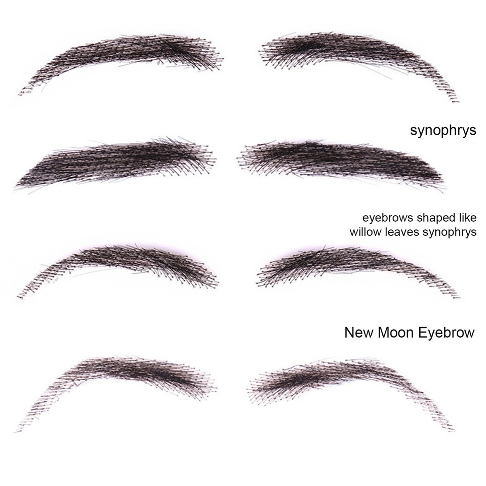 Handmade Human Hair Woman False Eyebrows Natural Black Hand Knot-fake ...