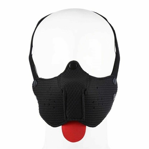 Puppy Play Rubber Half Face Dog Mask Hood Restraint Muzzle Headgear ...
