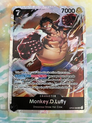 One Piece Card Game Monkey D. Luffy OP04-090 SR Super Rare NM USA ...