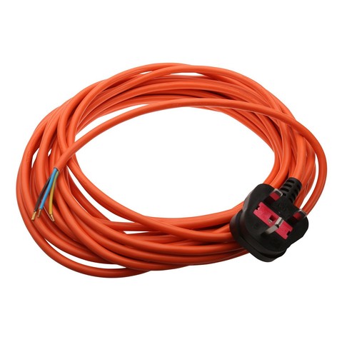 Lawnmower Hedge Trimmer Mains Orange Flex Cable Plug 3 Core Wire 10m ...