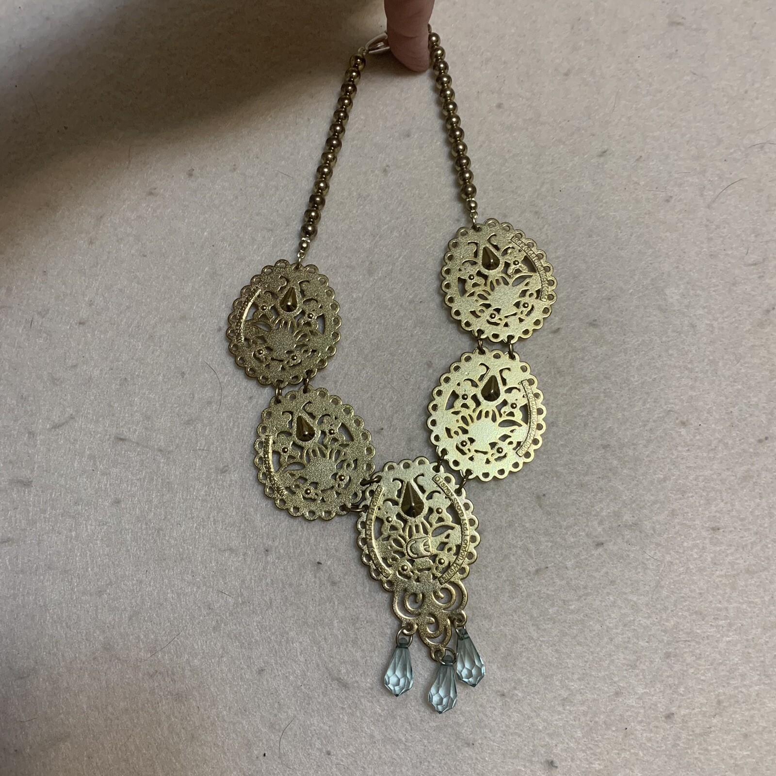 Disney Aladdin Beautiful Girls Jasmine turquoise gems and gold tone ...