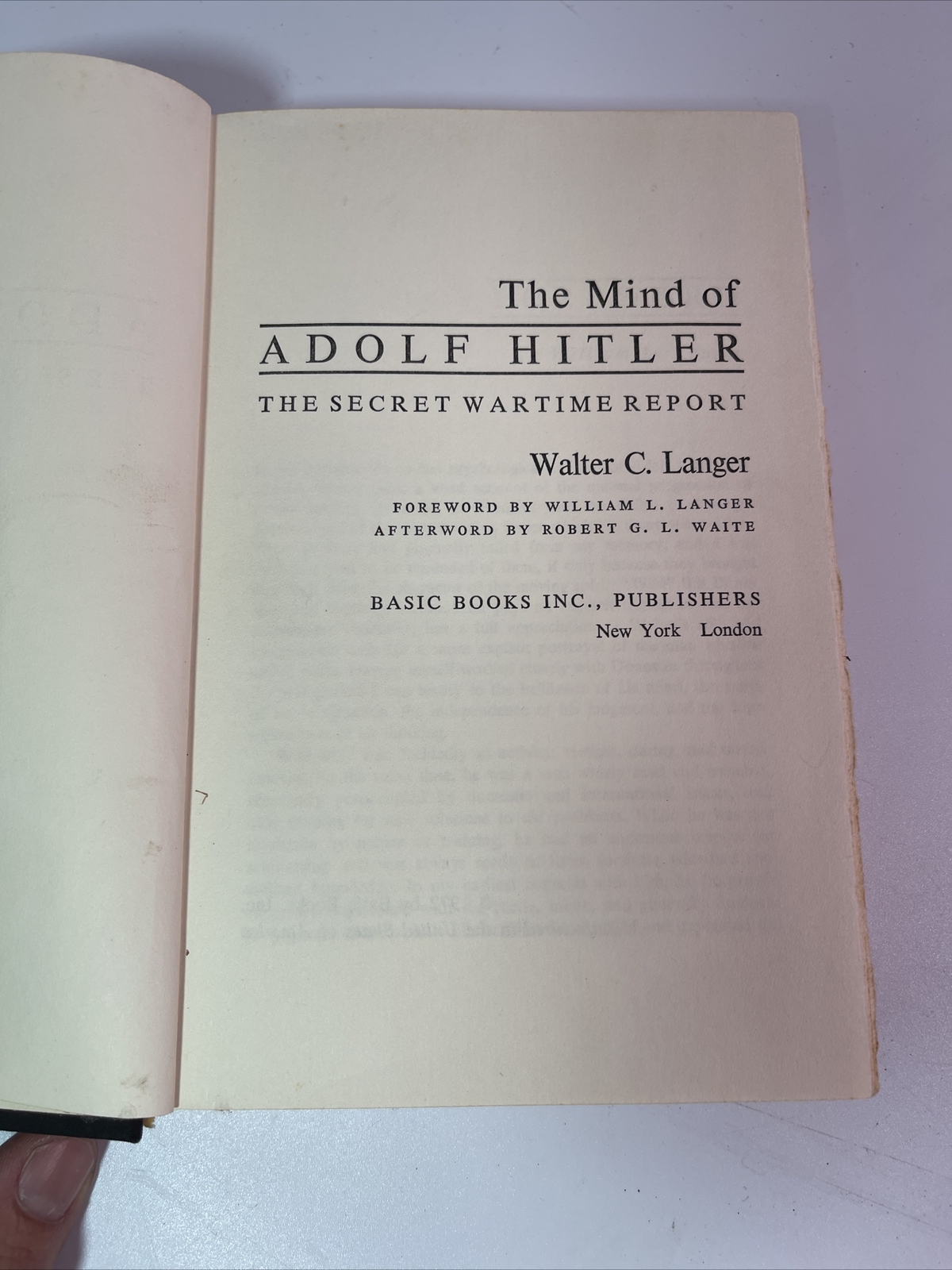 The Mind of Adolf Hitler ~The Secret Wartime Report Walter C. Langer ...