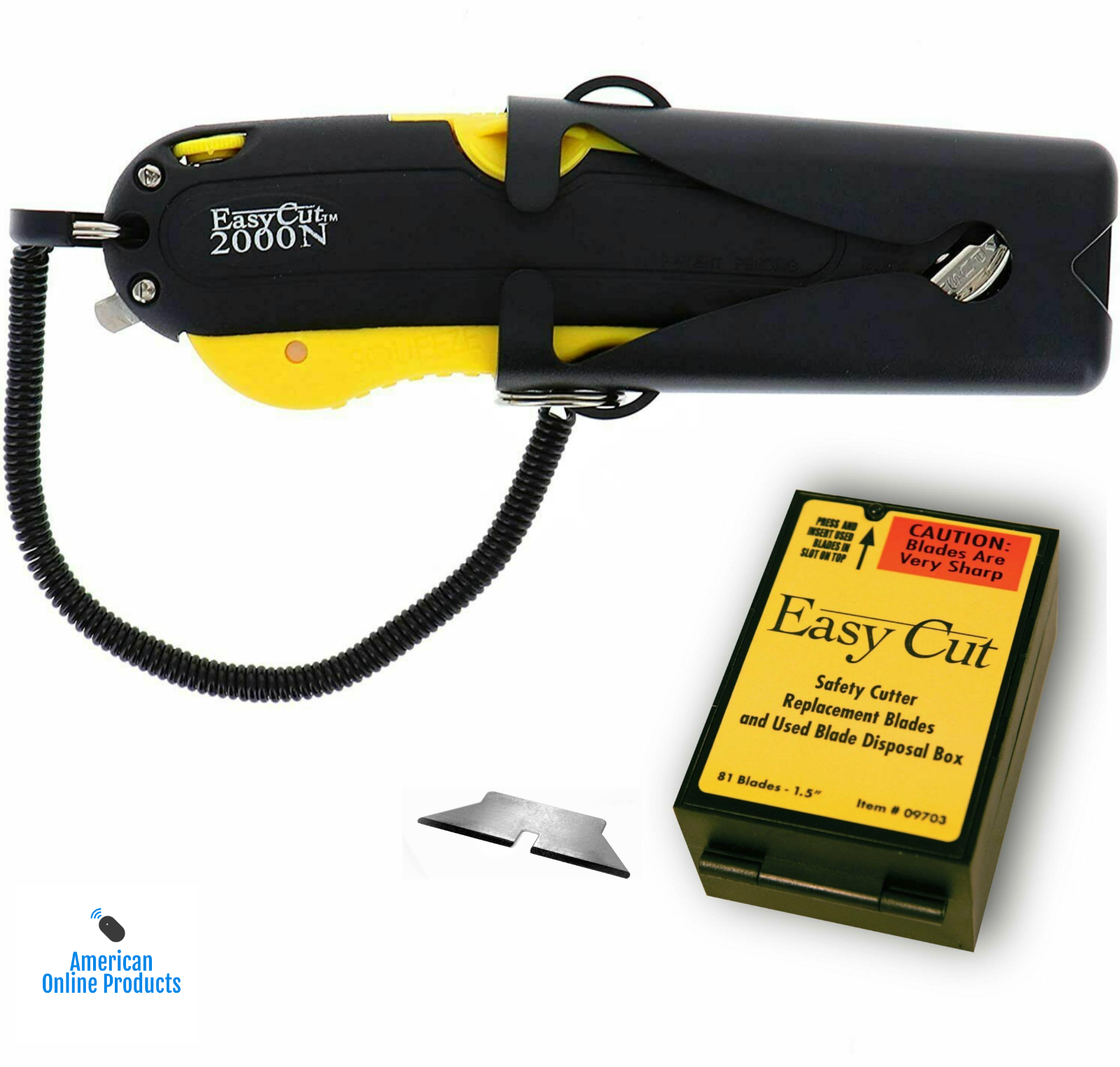 Easy Cut 2000 YELLOW Safety Box Cutter Knife Easycut & 81 BLADES BEST ...