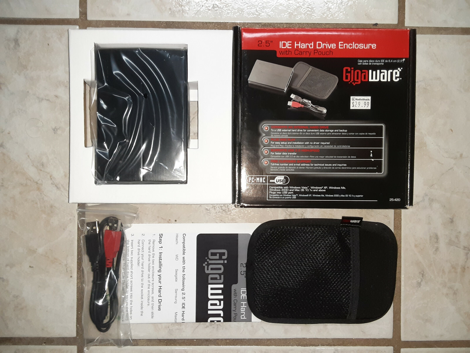 Gigaware 25-420 2.5 IDE Aluminum External HDD Enclosure PC/MAC USB 2.0 ...