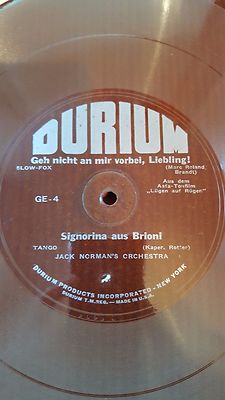 JAZZ 78 rpm RECORD Durium Flexible JACK NORMAN´S ORCHESTRA Signorina ...