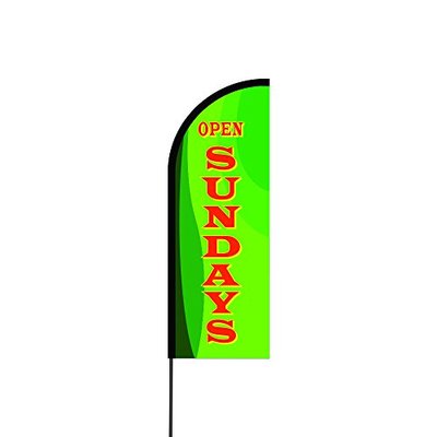 Outdoor Advertising Flex Banner, Swooper/Feather Flag - Open Sundays ...