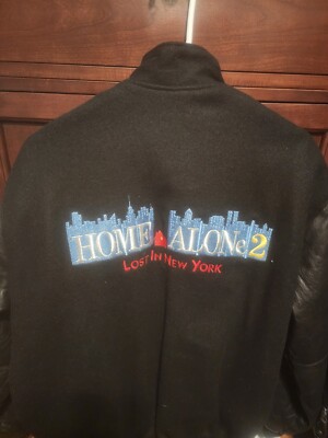 Vintage 1992 Home Alone 2 Cast Crew Leather Jacket Mens Large AMAZING ...