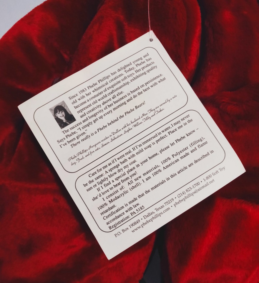 PHEBE PHILLIPS Dancing Plush Bear Rare Vintage Stuffed Animal Large 5 ...