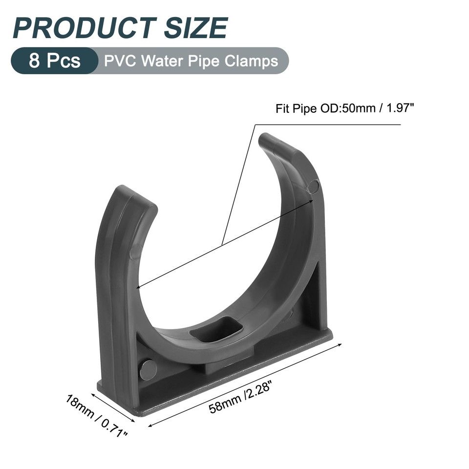 8Pcs PVC Water Pipe Clamps Clips, U-Shaped Holder Buckles for 50mm OD ...