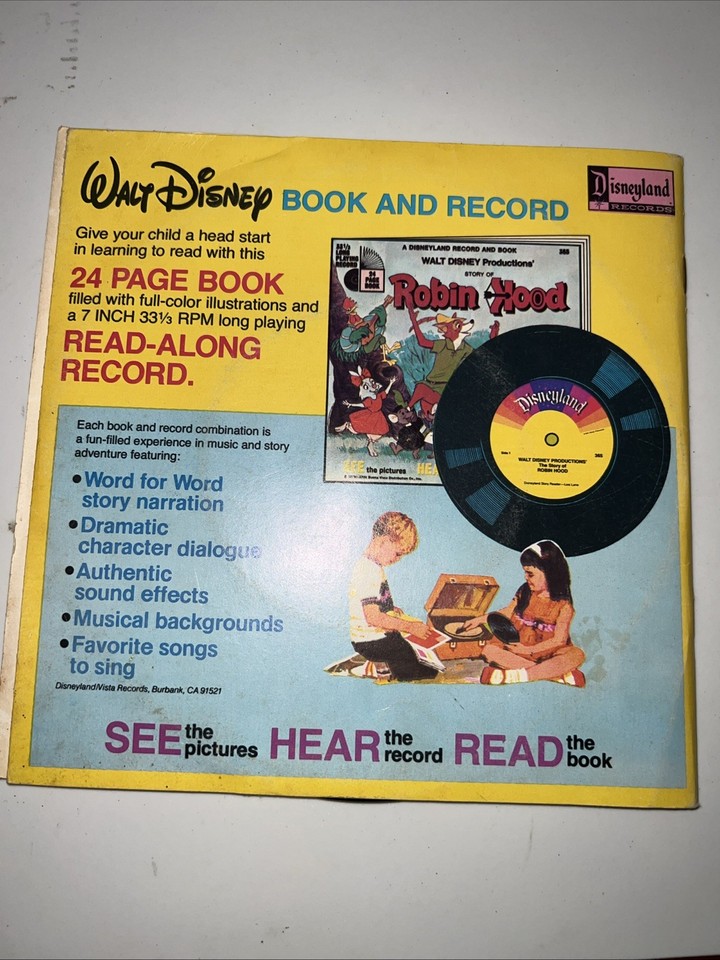 Vintage Walt Disney Brer Rabbit and the Tar Baby Book & 7” Record 33 ...