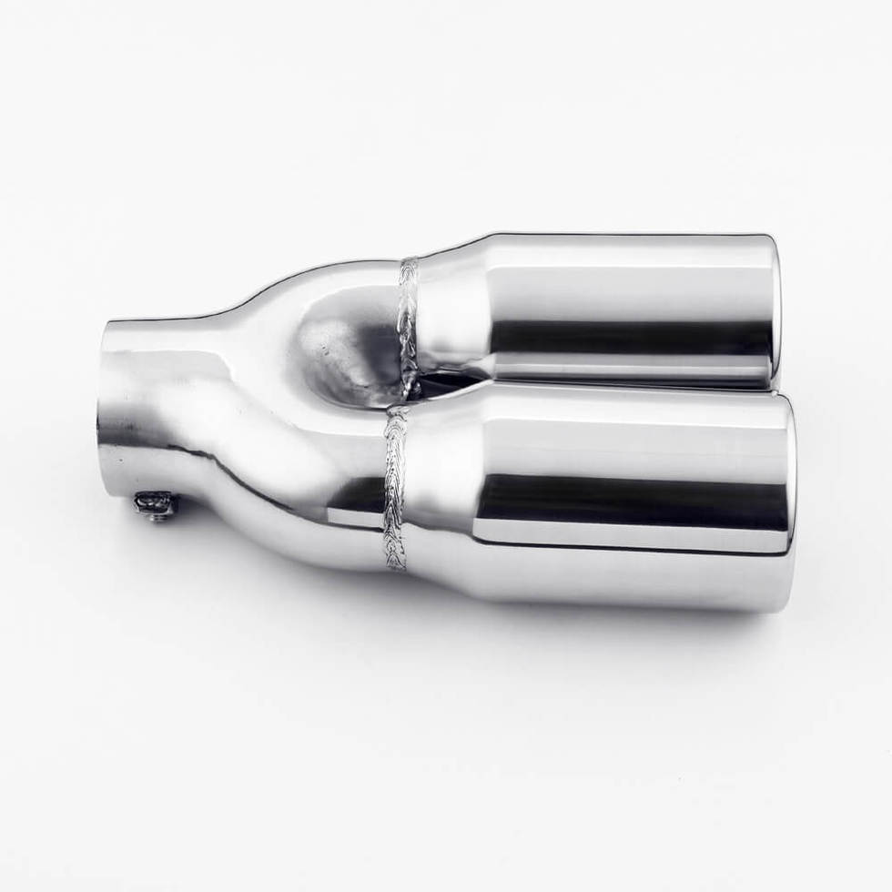 Bolt-on 2 1/4 inch Inlet Dual 3 inch Outlet 10 Long Stainless Steel ...