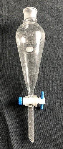 PYREX Glass 125mL Squibb Separatory Funnel 2mm Bore PTFE Stopcock ...