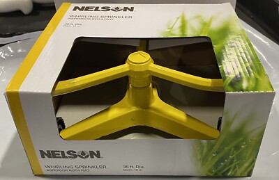 Nelson 3-Arm Whirling Yellow Metal Wheeled Lawn Water Sprinkler 35ft ...