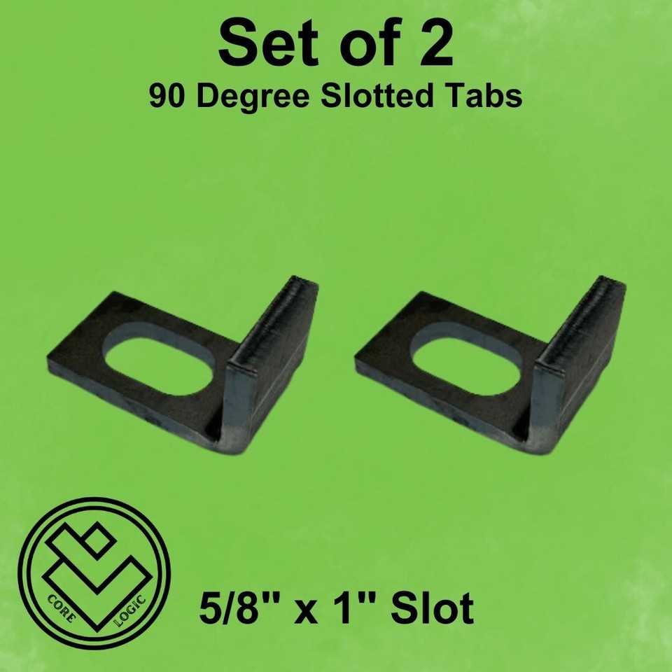 Slotted Weld Tabs, 90 Deg 2" x 1" x 3/16" -Set of (2) Thick Steel ...
