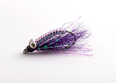 Fly Fishing Flies (Bonefish Permit Trout Redfish) Crazy Charlie Purple ...