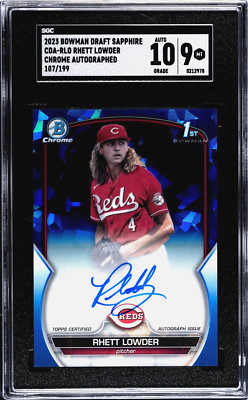 Rhett Lowder 2023 Bowman 1st Chrome RC Auto Sapphire /199 SGC MINT 9/10 ...