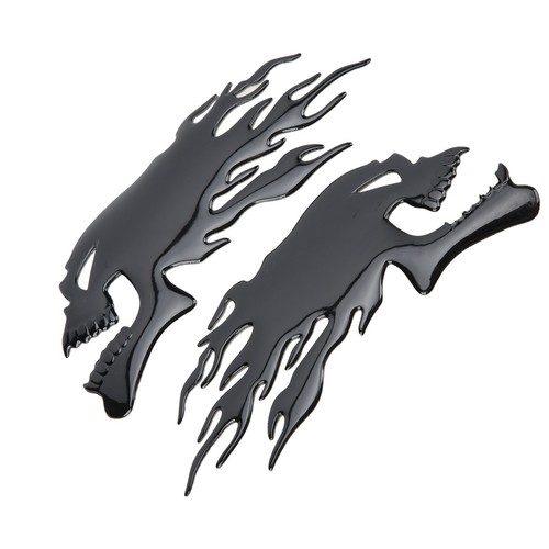 ˋBlack 2PCS Fuel Tank Sticker 3D Flame Skull Decal Decorations For ...
