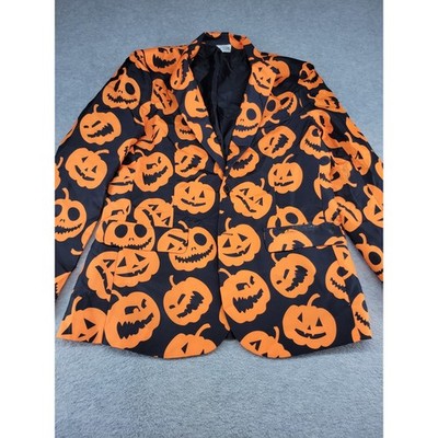 Spirit Halloween Mens Pumpkin Jack O Lantern Blazer Suit Jacket Size M ...