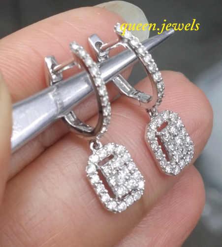 2.61CT Lab-Created Round Cut Diamond Drop Dangle Halo Earrings 14K White Gold FN | eBay