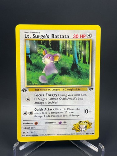 Pokémon Gym Challenge 1st Edition Lt. Surge's Rattata 85/132 Regular NM ...