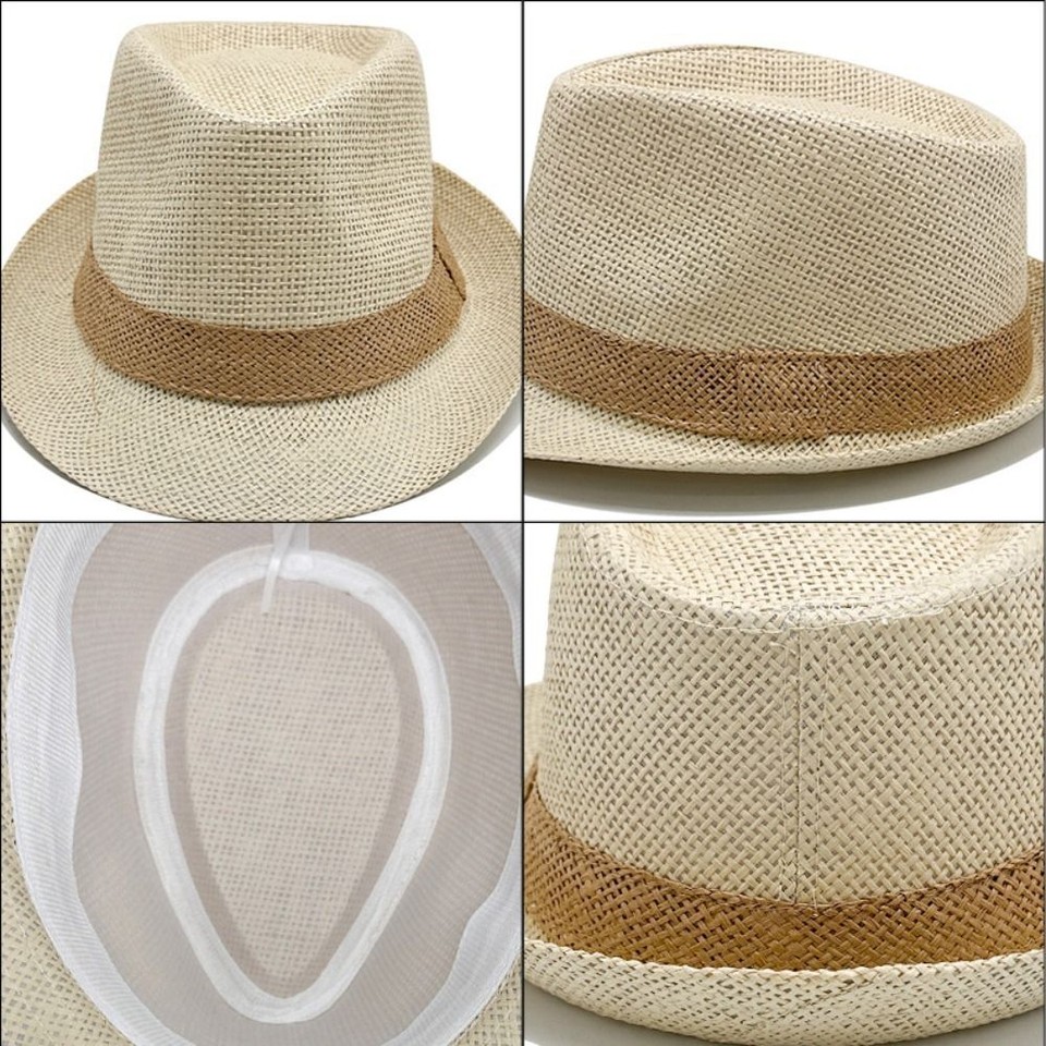 Panama Straw Hat Men Sun Shade Protection Hat Short Brim Cuban Cap ...