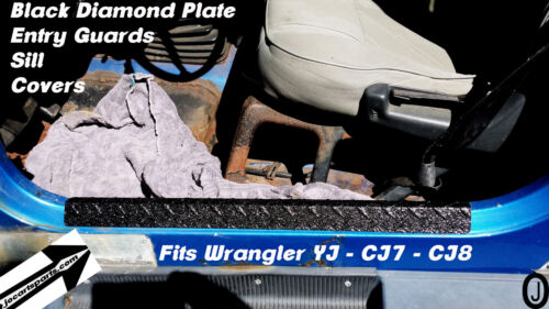 Fits Jeep Wrangler YJ-CJ7-CJ8 BLACK Alum Diamond Plate large Door Entry ...