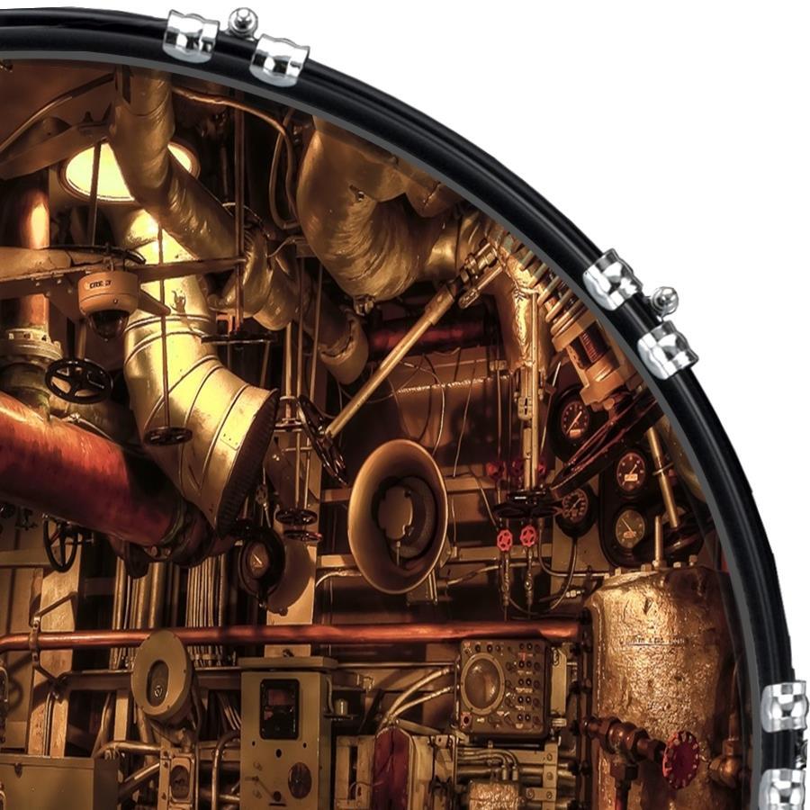 20" Custom Bass Kick Drum Front Head Graphical Graphic Pipes and Gauges ...