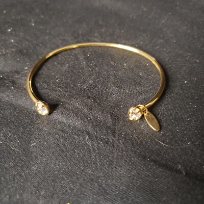 Serefina 14k Gold Plated Over Brass Bangle Bracelet Cubic Zirconia Cuff ...