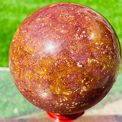 570g Natural Red Ocean Jasper Sphere Quartz Crystal Ball Specimen ...