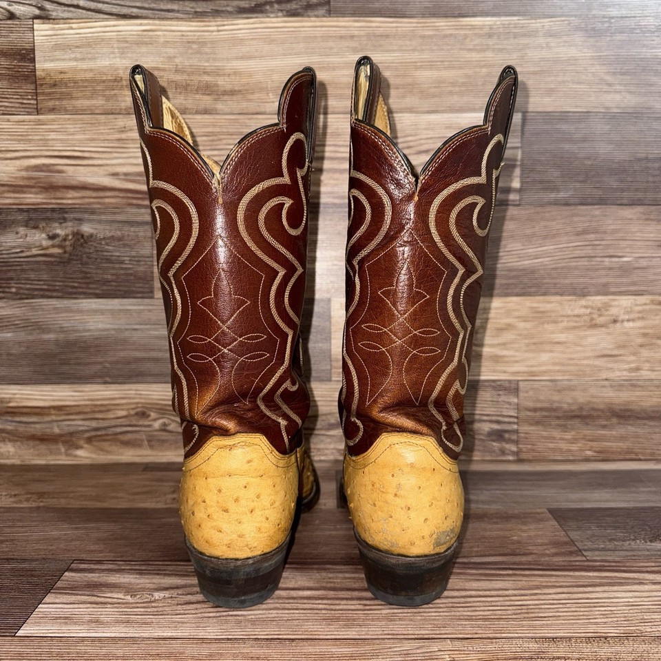 Vintage Justin Full Quill Ostrich Western Boots Men 9.5 D Style 8787 ...