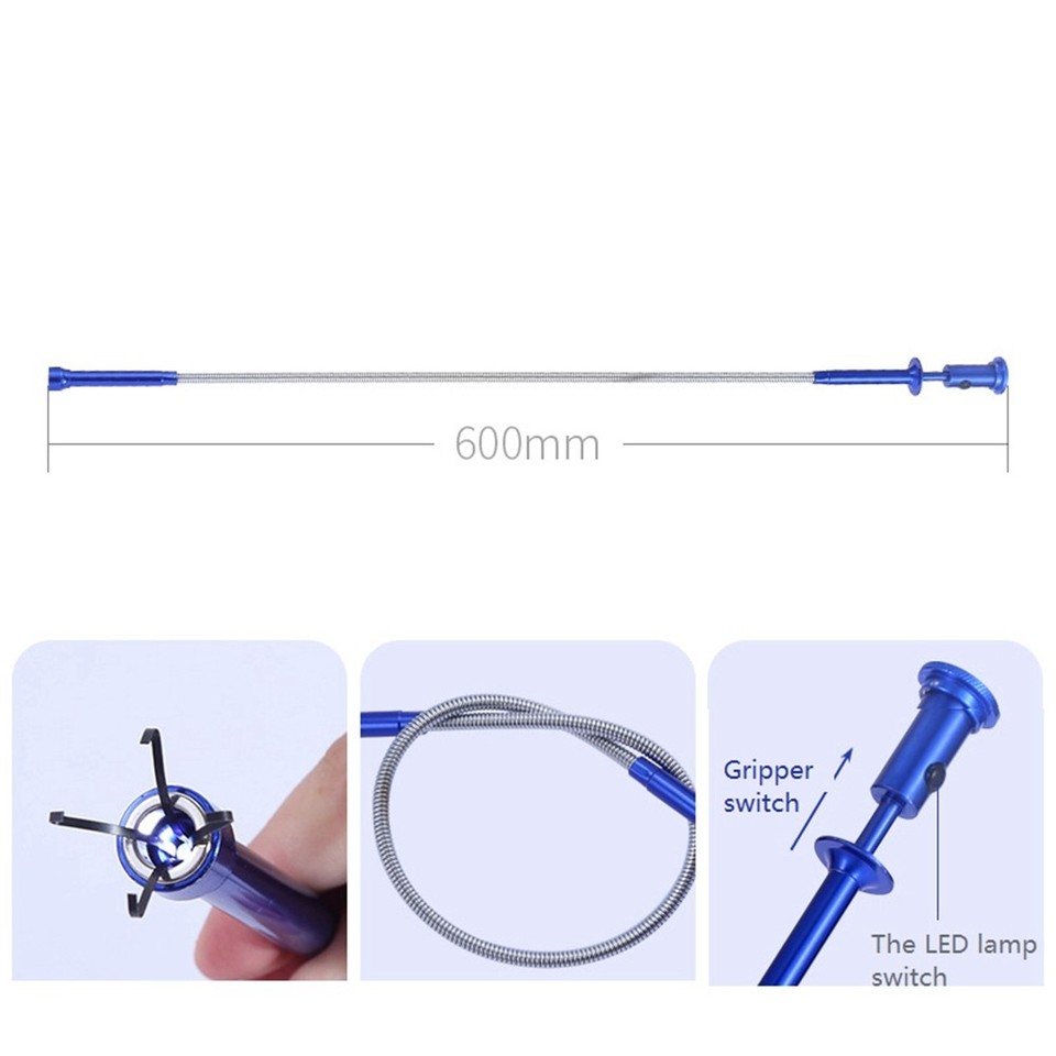 Flexible Pick Magnet 4-Claw LED Light Magnetic Long Spring Picker ...