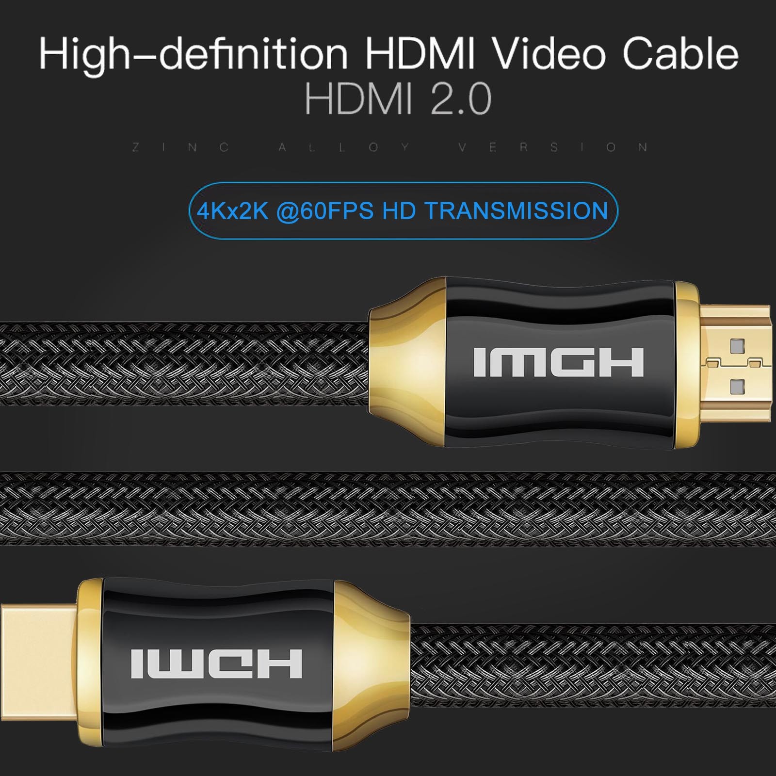 2022 NEWEST HDMI v2.0 Cable 6FT (4K 60Hz HDR UHD 4:4:4) HDCP 2.2 Super ...