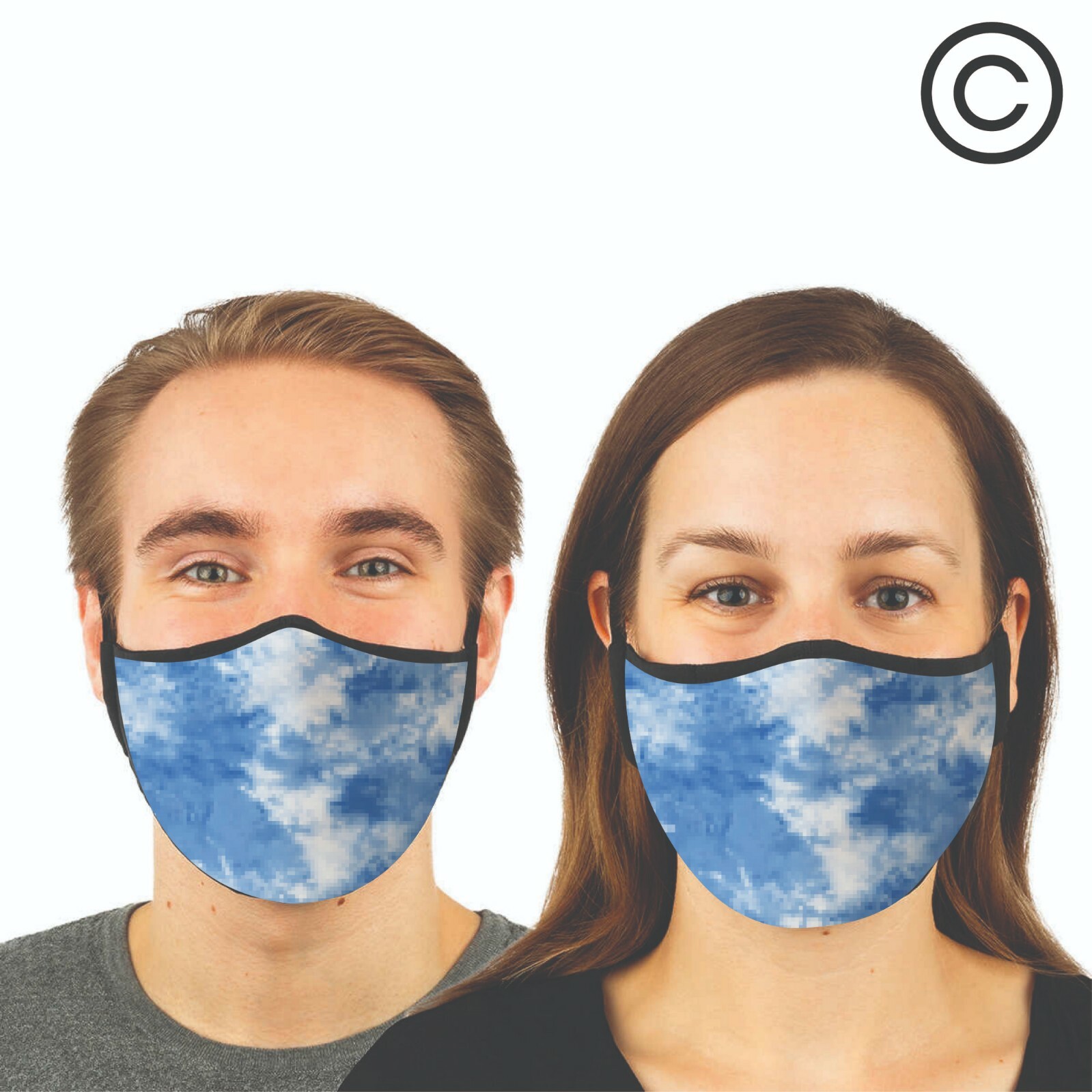 BLUE sky DYE couples matching face masks - couple face mask ( 2 pcs ...