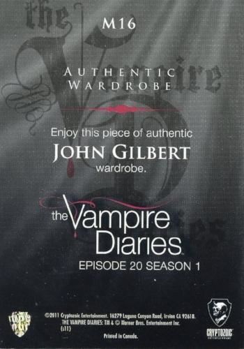 Vampire Diaries Season One John Gilbert Wardrobe Costume Card M16 | eBay