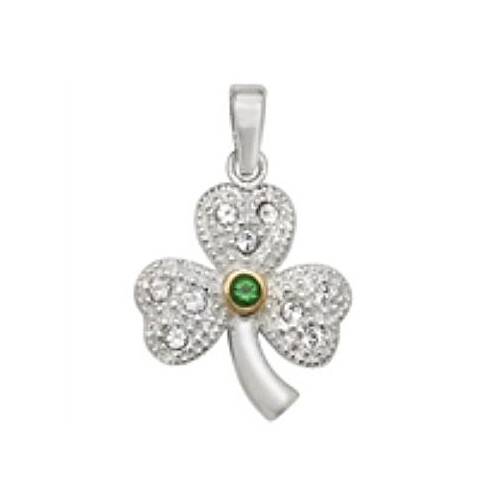 Sterling Silver Stone Set Shamrock Pendant | eBay Australia