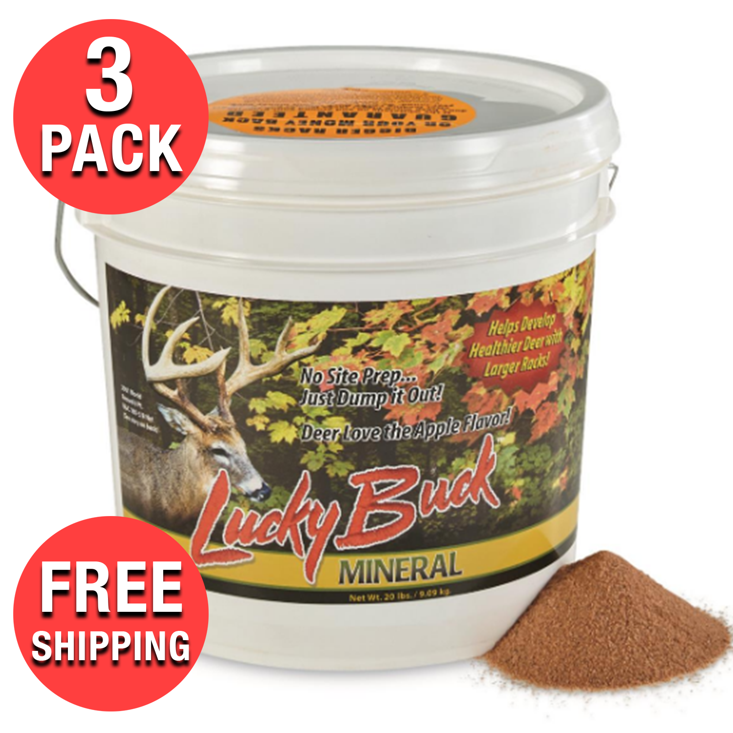 (3-Pack) 20 lb. Mineral Supplement Buck Hunting Deer Feeder Mineral ...