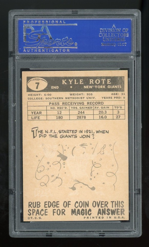 1959 Topps #7 Kyle Rote PSA 8 NM-MT *A23G*#11448875 | eBay