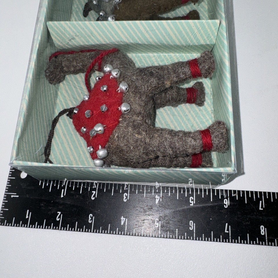 2 New Camel Christmas Ornaments Tan Red & Green Silver Beads Bells ...
