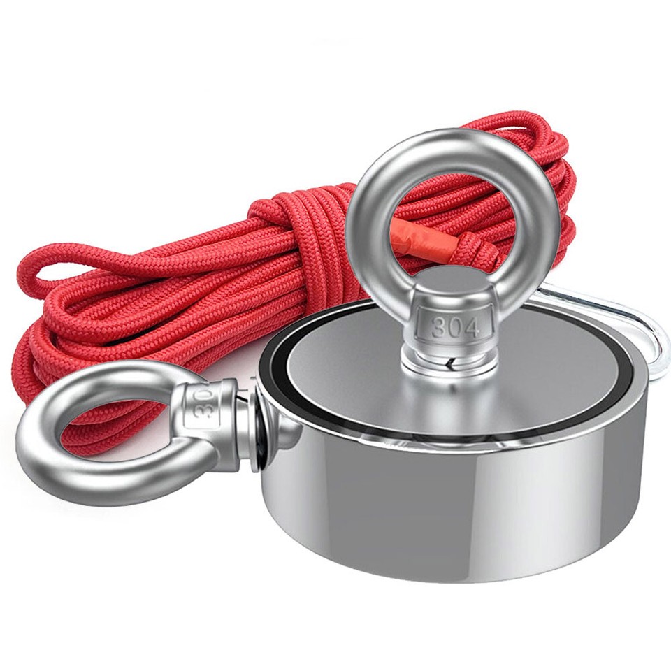 800 1300LB Neodymium Fishing Magnets Pulling Force Super Strong Round ...